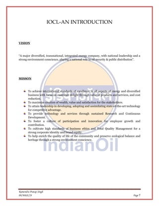 iocl project report on : | PDF
