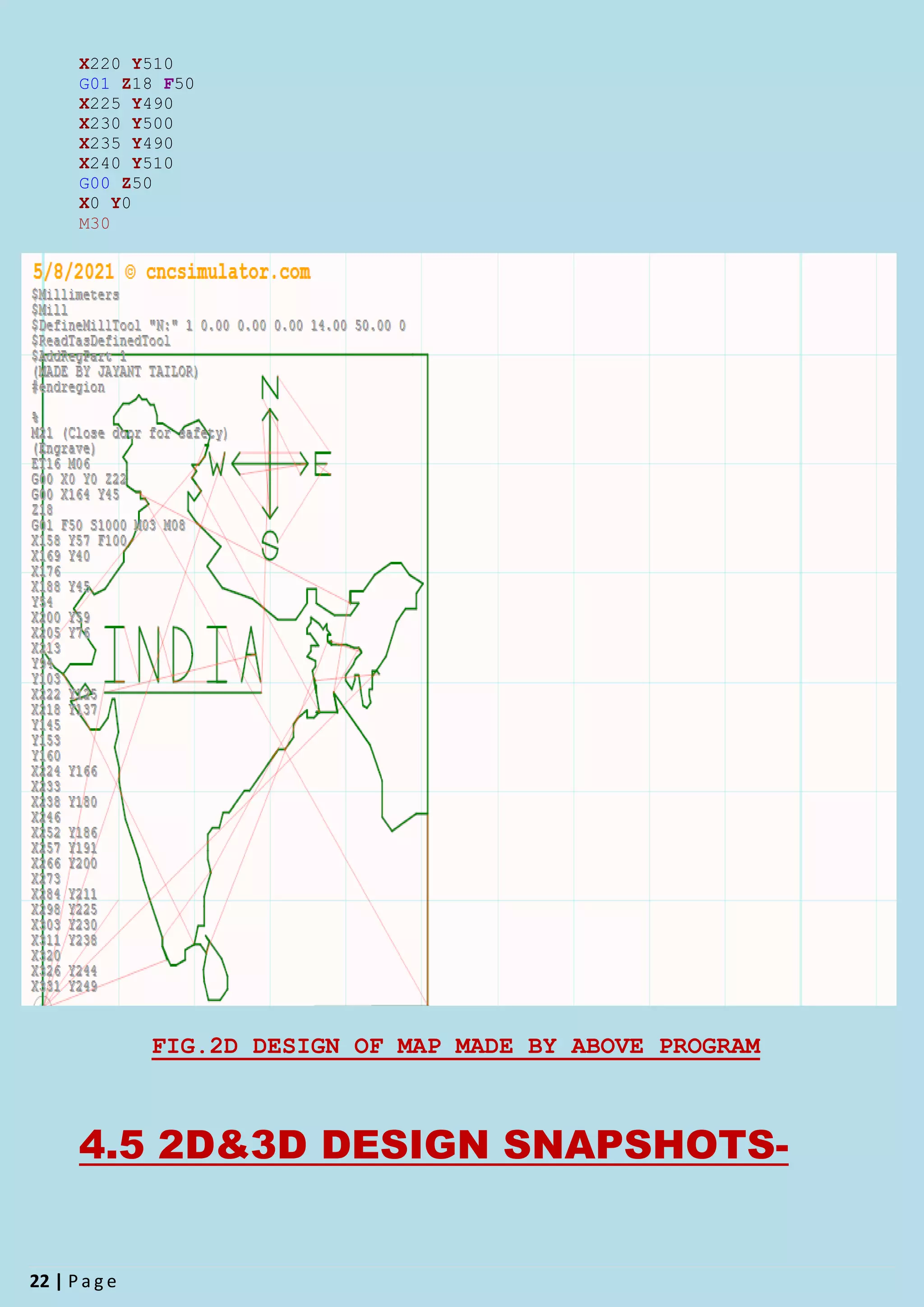 A project report of map of india made by the CNC SIMULATOR PRO software Mechanical Engineering ...