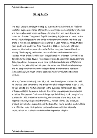A project report on automobile industry | DOCX