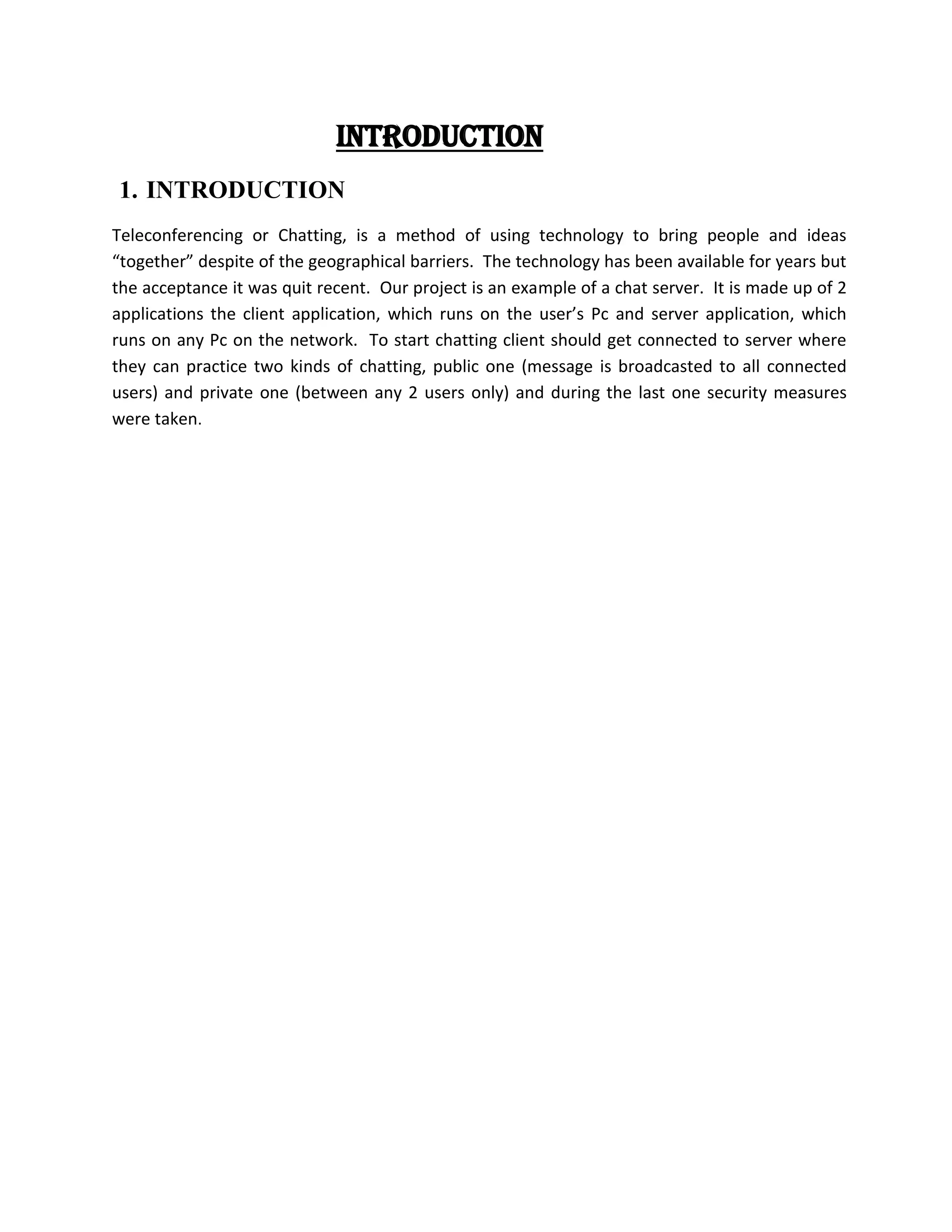 A project report on chat application | PDF