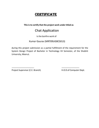 A project report on chat application | PDF