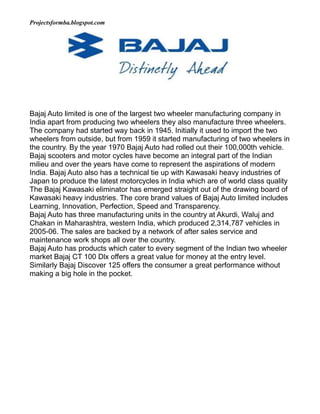 A project report on comparative study of bajaj and hero honda | DOCX