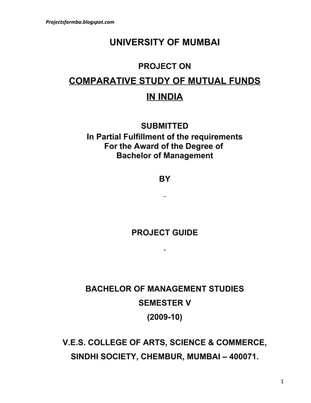 A project report on comparative study of mutual funds in india | DOC