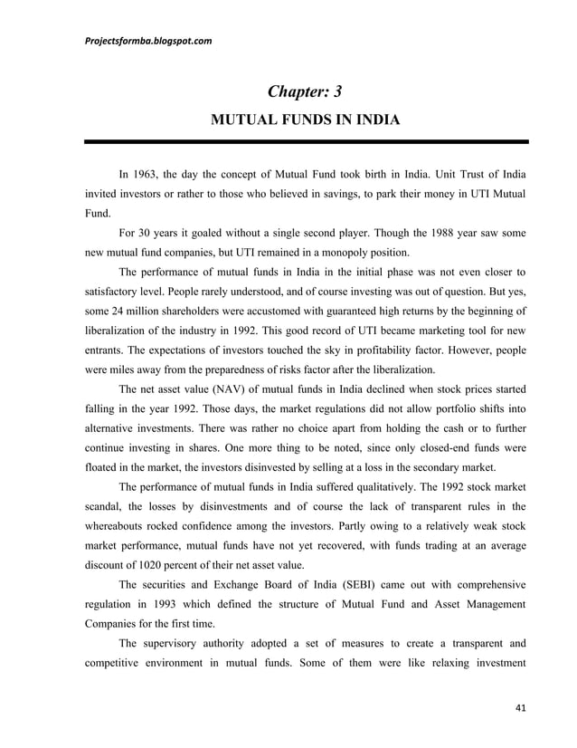 A project report on comparative study of mutual funds in india | DOC