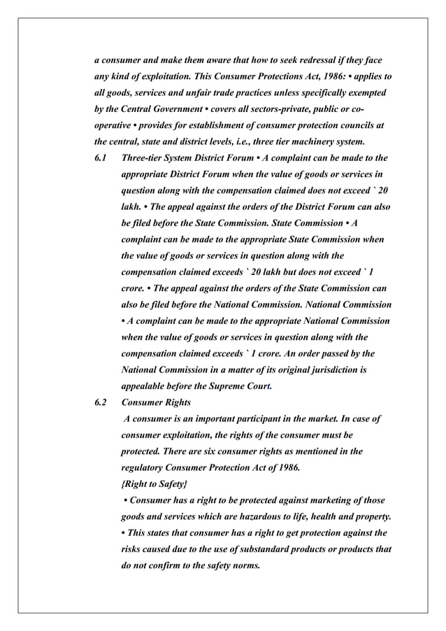 A Project Report on CONSUMER RIGHTS.pdf | Consumer Issues | Business