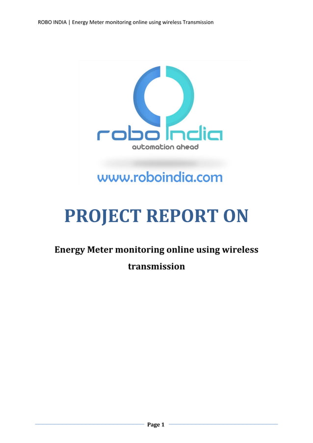 A project report on energy meter monitoring online using wireless transmission GSM modem | PDF