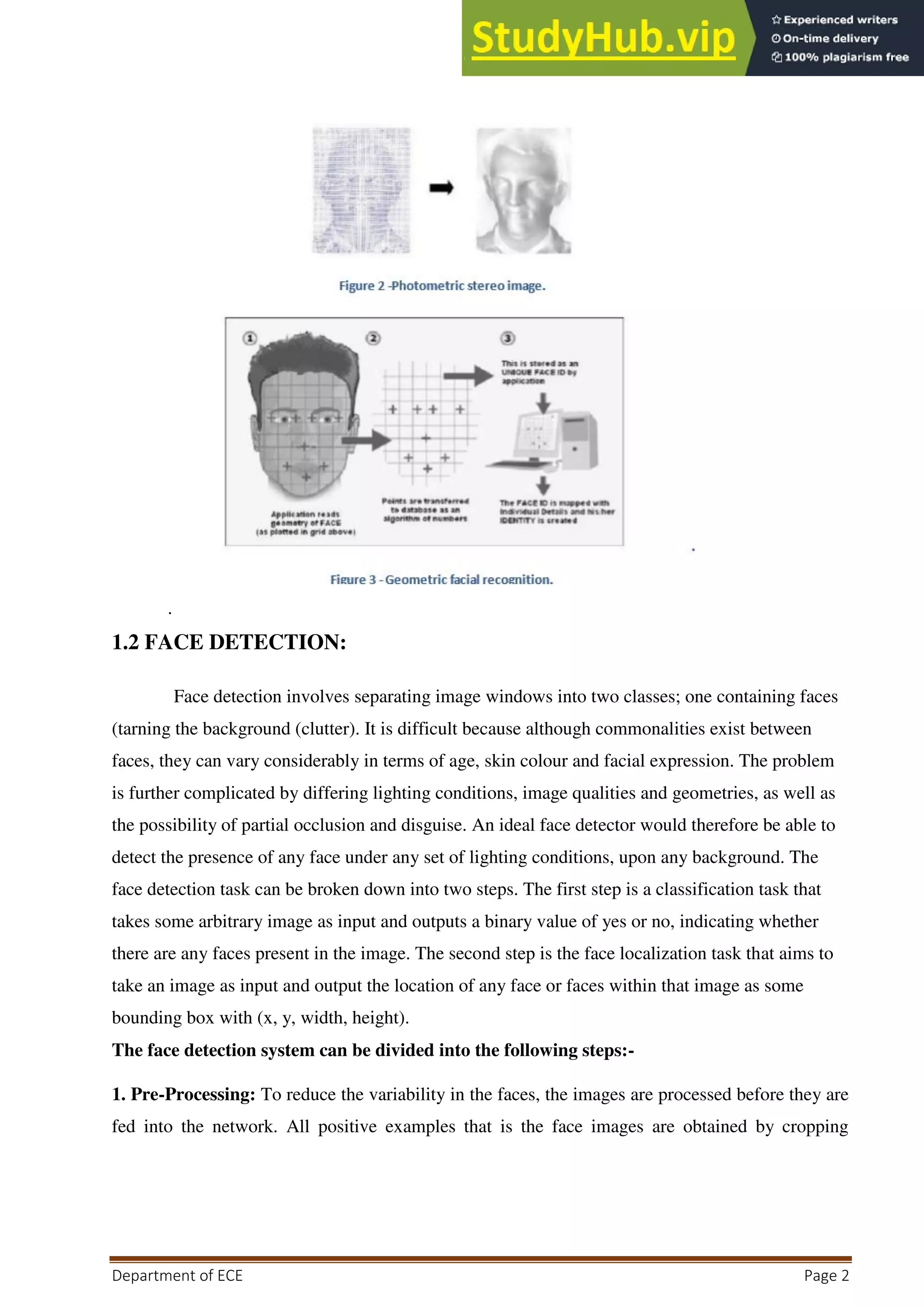 A PROJECT REPORT ON FACE RECOGNITION SYSTEM WITH FACE DETECTION | PDF