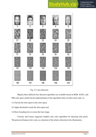 A PROJECT REPORT ON FACE RECOGNITION SYSTEM WITH FACE DETECTION | PDF