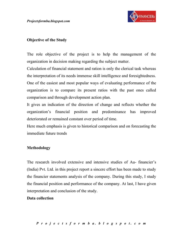 A project report on financial statement analysis | DOCX