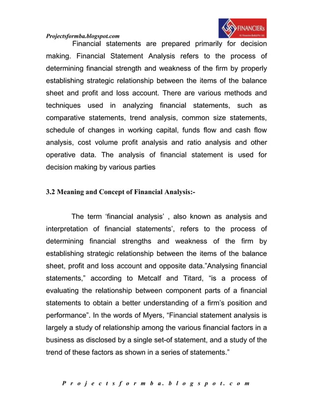 A project report on financial statement analysis | DOCX