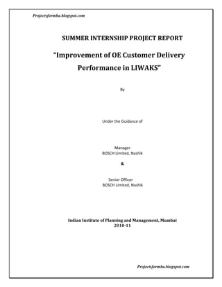 A project report on improvement of oe customer delivery performance in ...