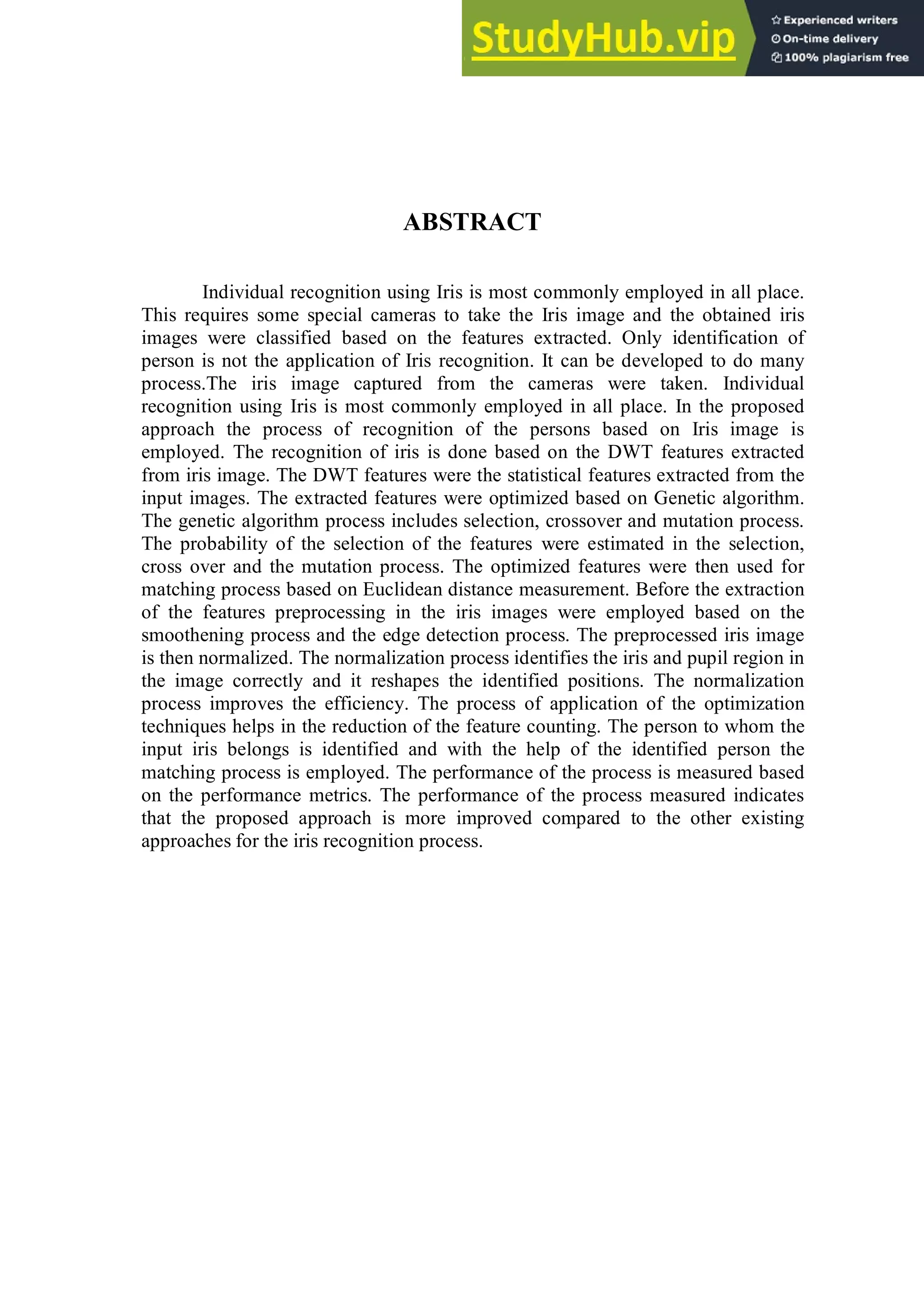 A Project Report On Iris Recognition System Using Matlab Pdf