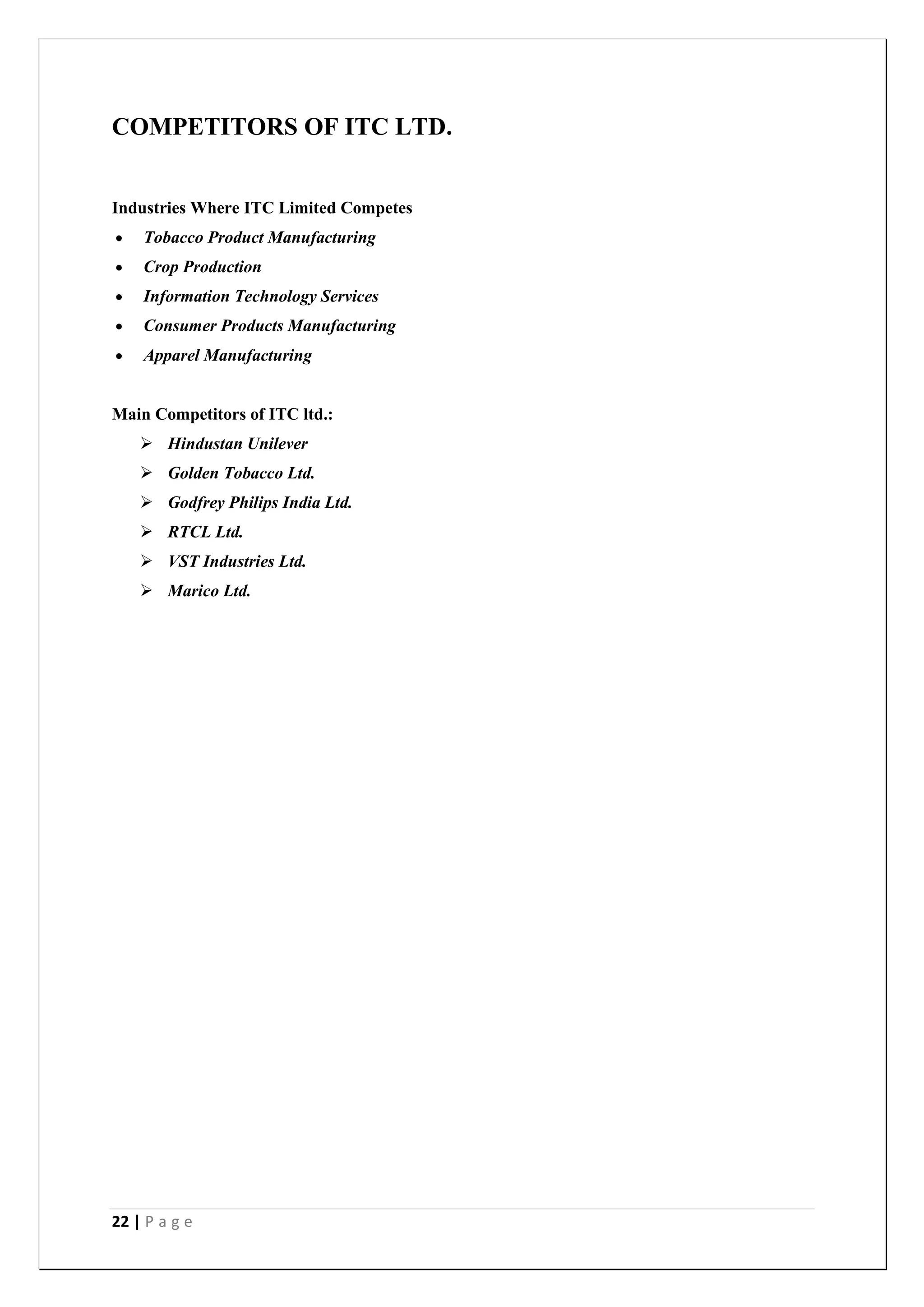 A project report on itc | DOCX