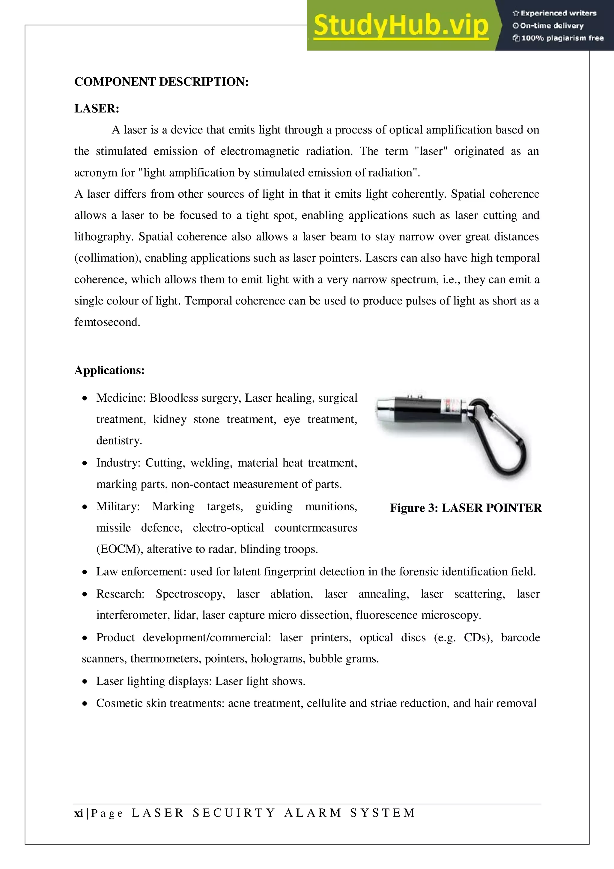 A PROJECT REPORT On LASER SECURITY ALARM SYSTEM | PDF