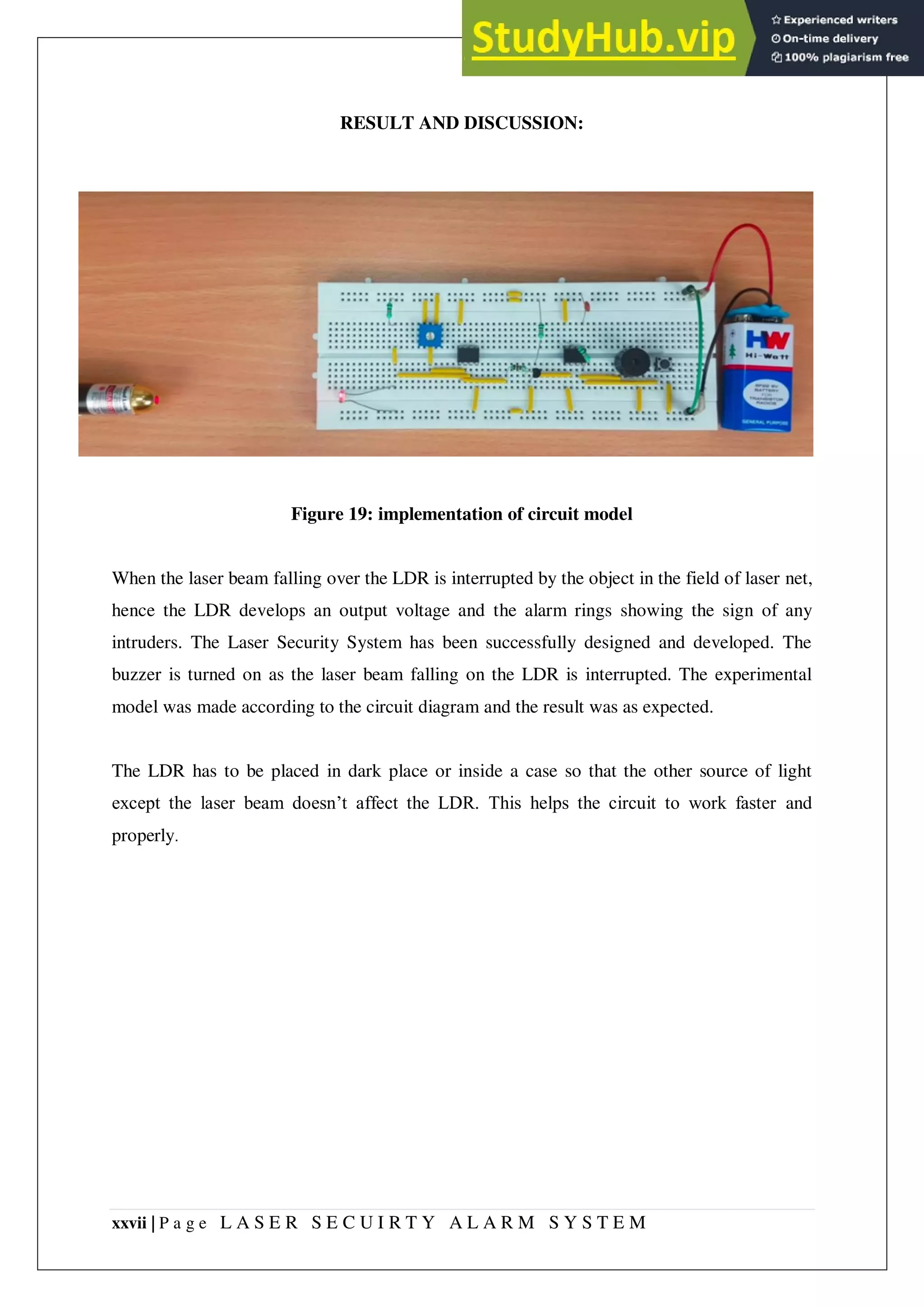 A PROJECT REPORT On LASER SECURITY ALARM SYSTEM | PDF