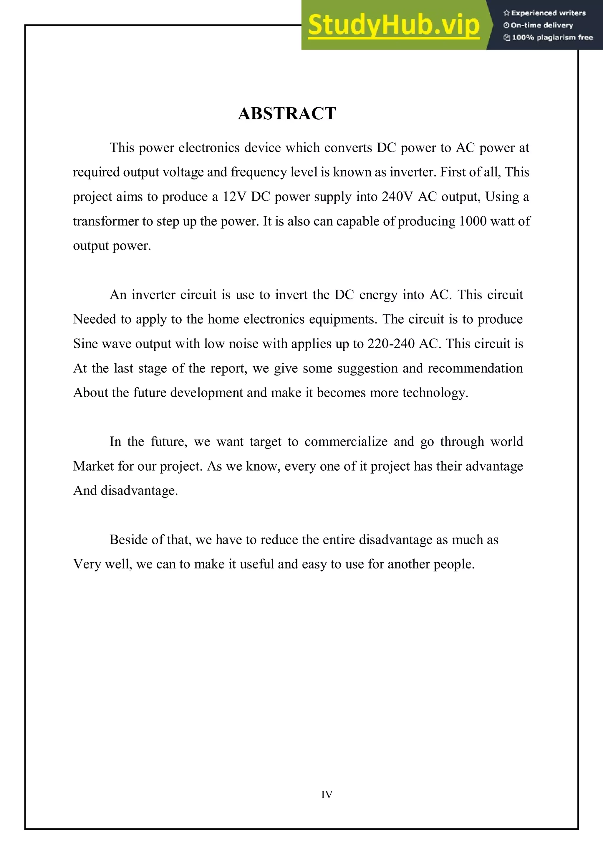 A Project Report On MINI INVERTER 12V TO 220V | PDF