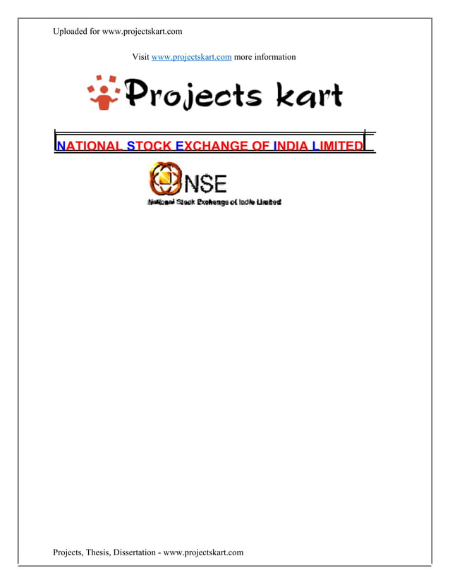 A Project Report on National Stock Exchange (NSE) | PDF