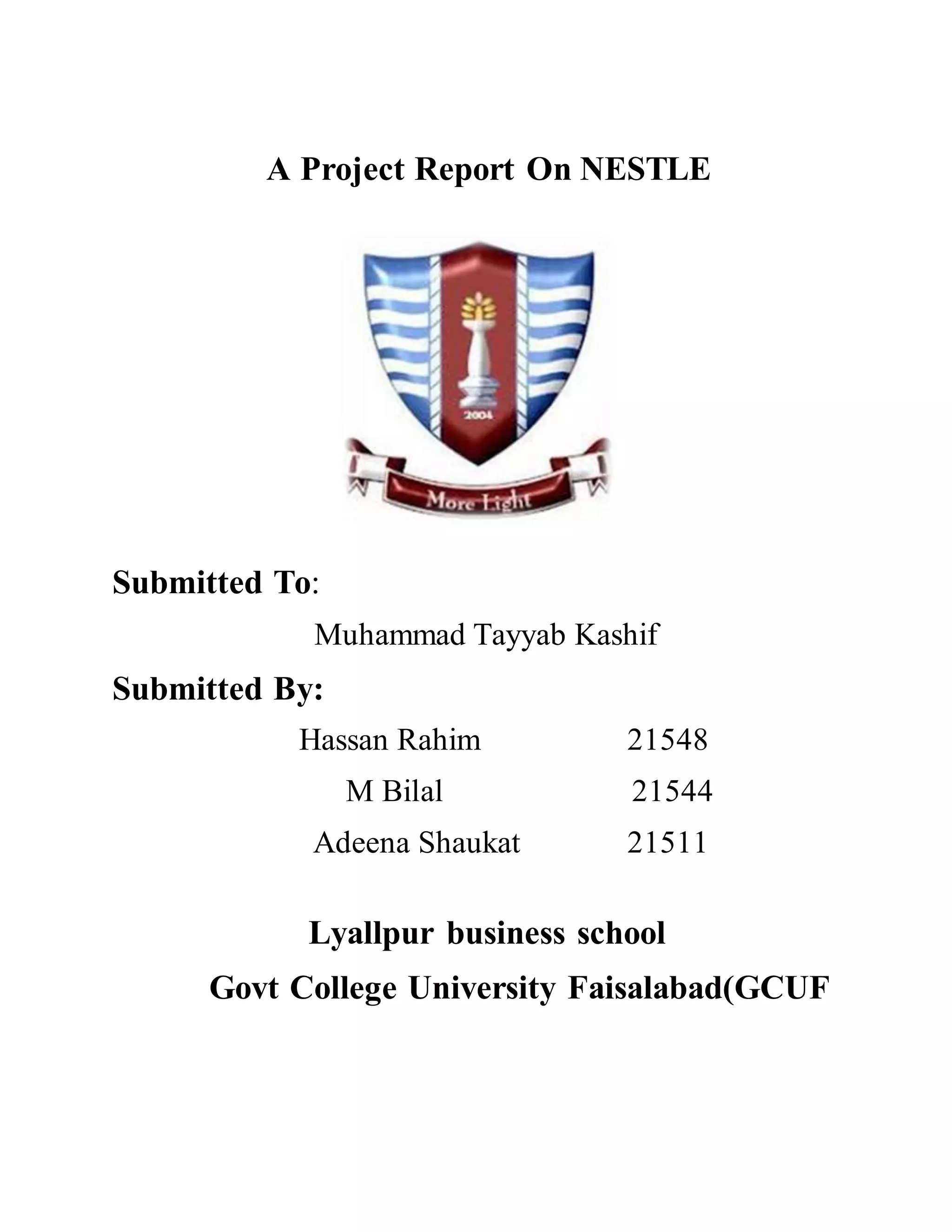 A project report on nestle | PDF