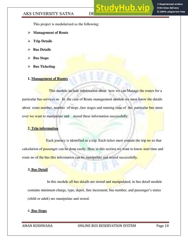 A PROJECT REPORT ON Online Bus Reservation System | PDF