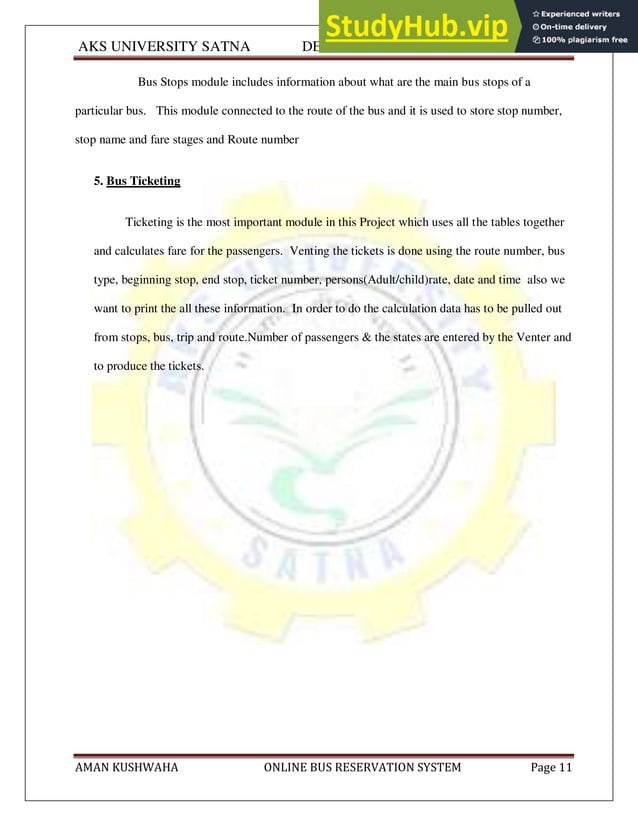 A PROJECT REPORT ON Online Bus Reservation System | PDF