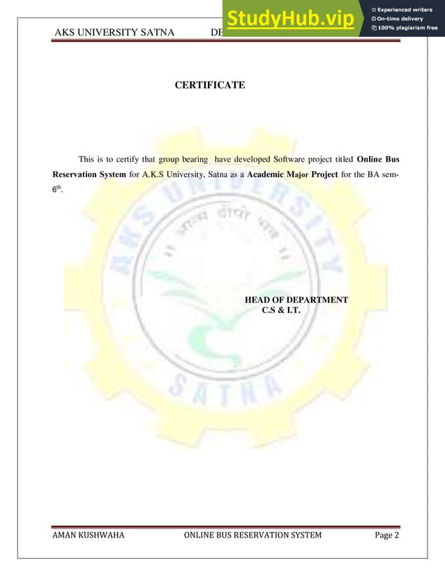 A PROJECT REPORT ON Online Bus Reservation System | PDF
