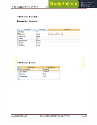 A PROJECT REPORT ON Online Bus Reservation System | PDF
