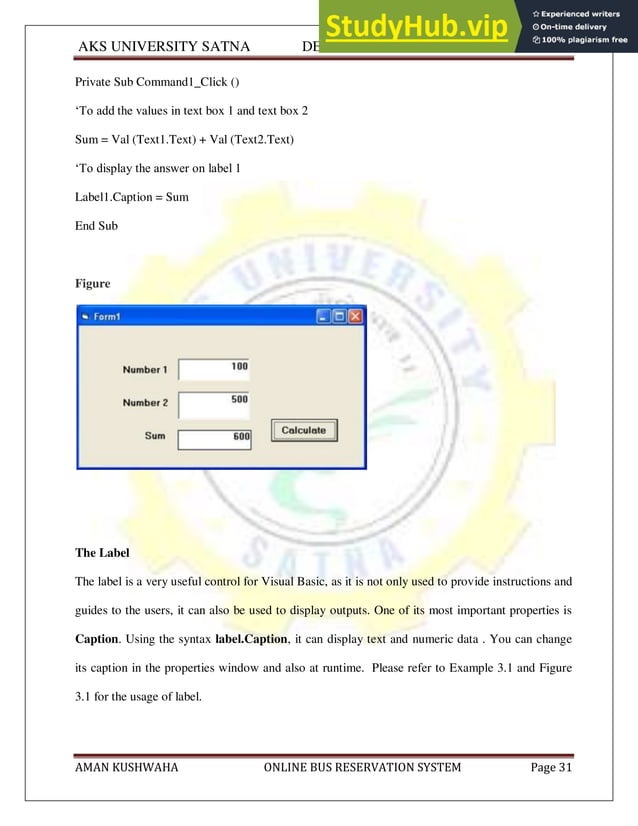 A PROJECT REPORT ON Online Bus Reservation System | PDF