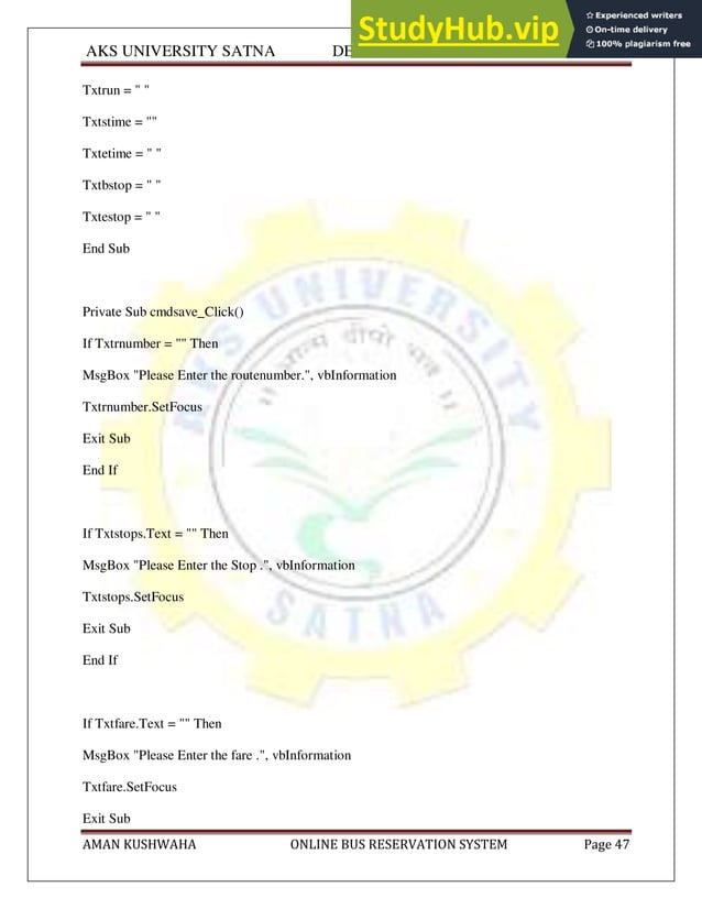 A PROJECT REPORT ON Online Bus Reservation System | PDF