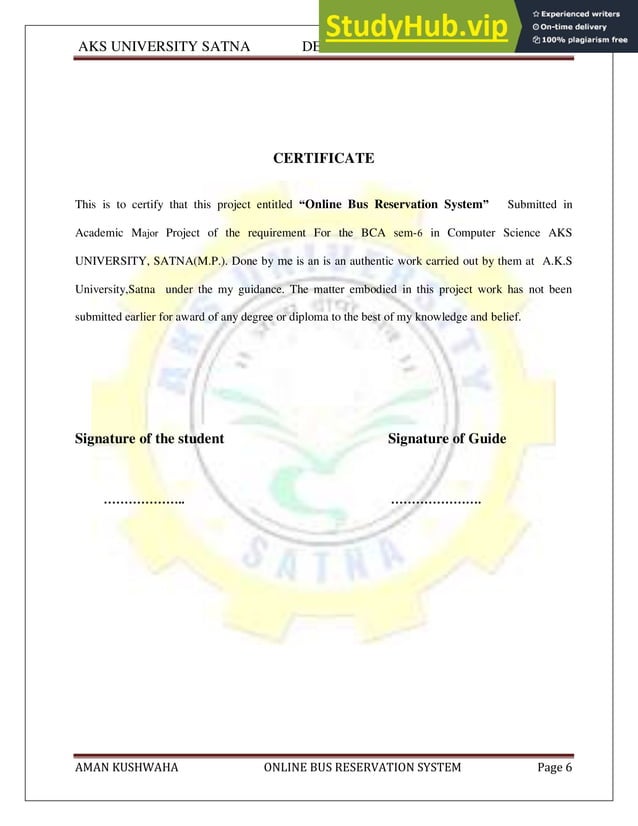 A PROJECT REPORT ON Online Bus Reservation System | PDF