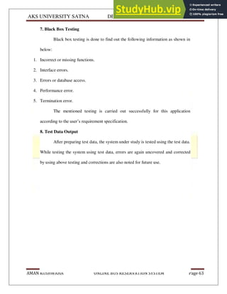 A PROJECT REPORT ON Online Bus Reservation System | PDF