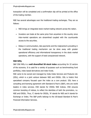 A project report on overview of indian stock market | DOC