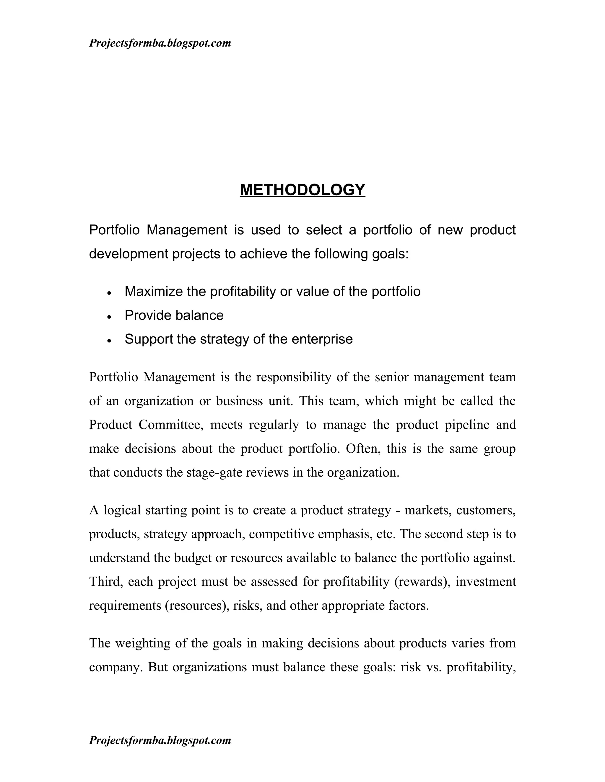 A project report on portfolio management | DOC