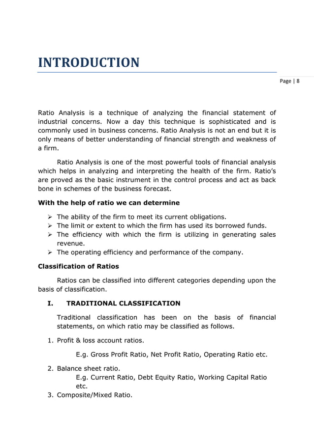 A project report on ratio analysis 2016 | PDF