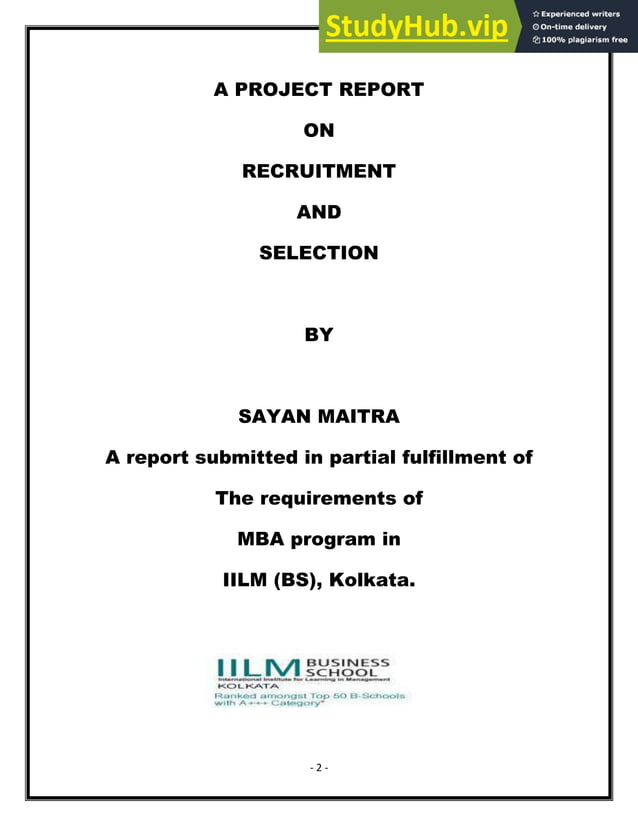 A PROJECT REPORT ON RECRUITMENT AND SELECTION | PDF | Resume Writing ...