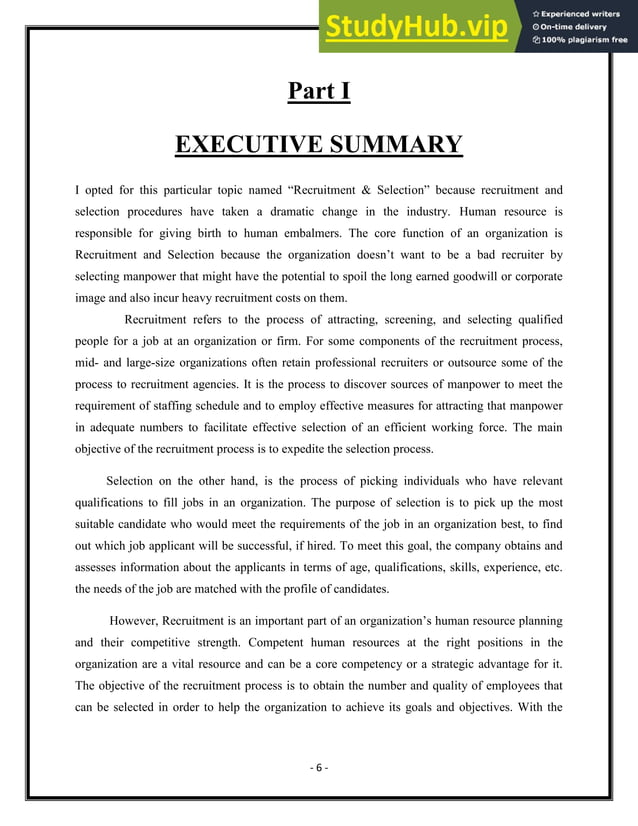 A PROJECT REPORT ON RECRUITMENT AND SELECTION | PDF | Resume Writing ...