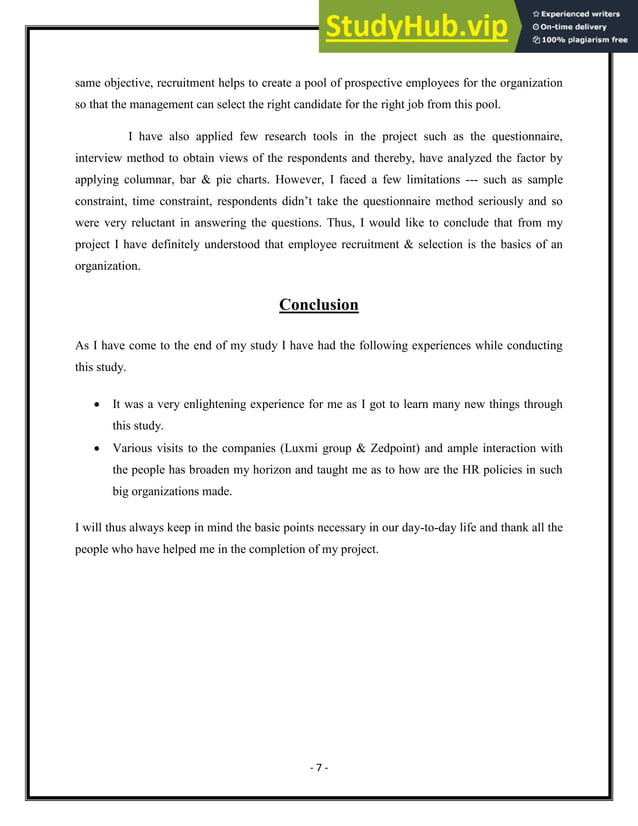 A PROJECT REPORT ON RECRUITMENT AND SELECTION | PDF | Resume Writing ...