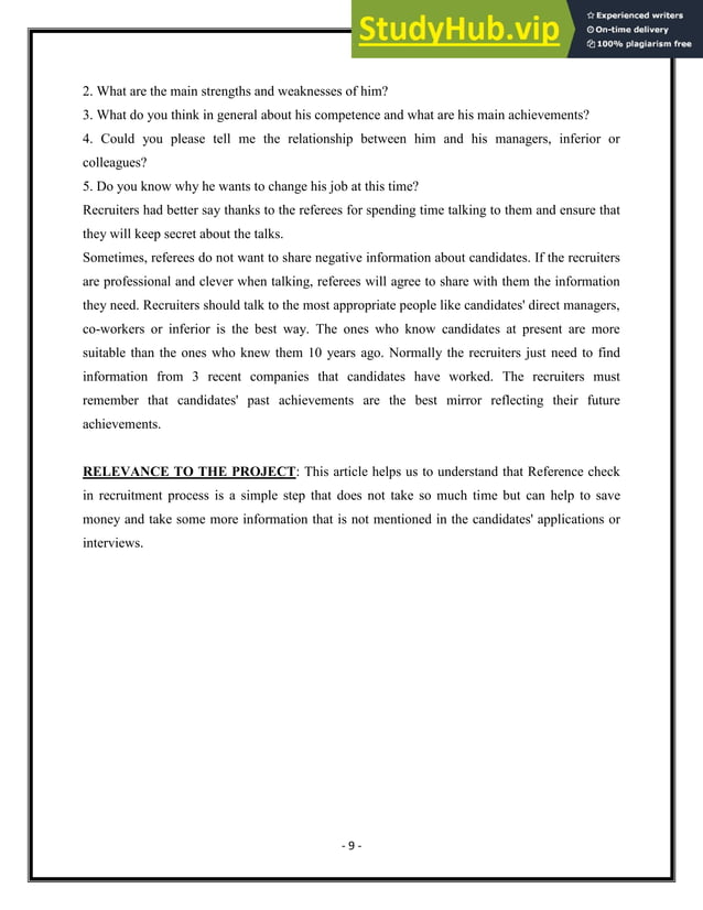 A PROJECT REPORT ON RECRUITMENT AND SELECTION | PDF | Resume Writing ...