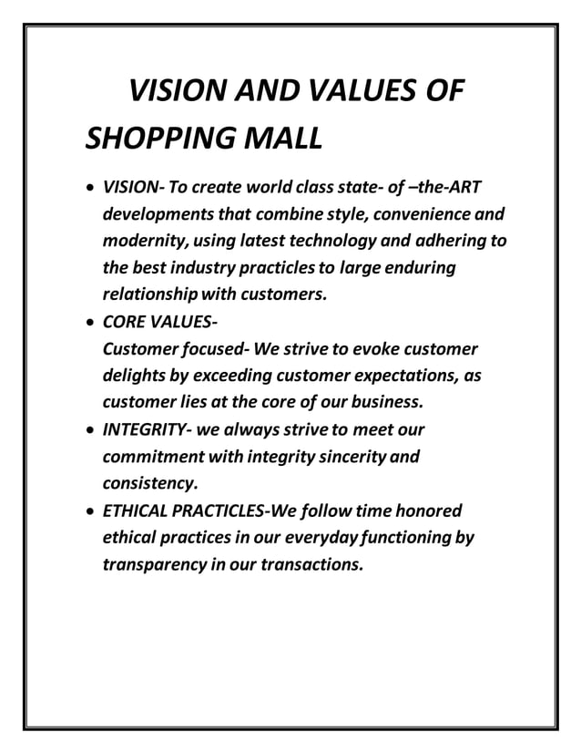 A project report on shopping mall | DOCX