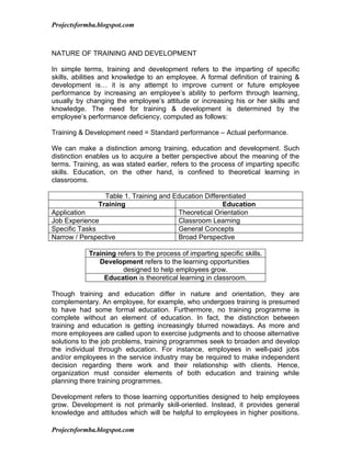 A project report on training and development | DOC