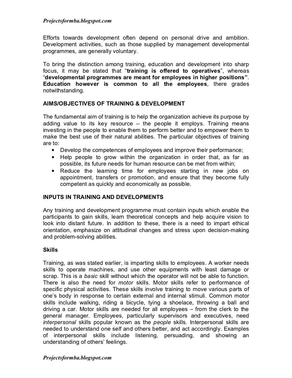 A project report on training and development