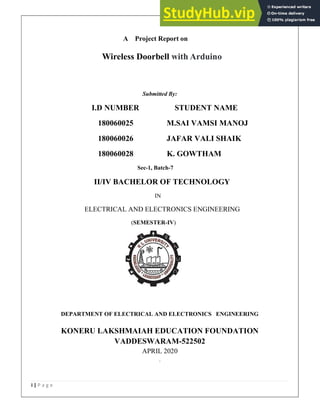 A Project Report On Wireless Doorbell With Arduino | PDF