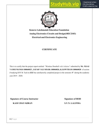 A Project Report On Wireless Doorbell With Arduino | PDF