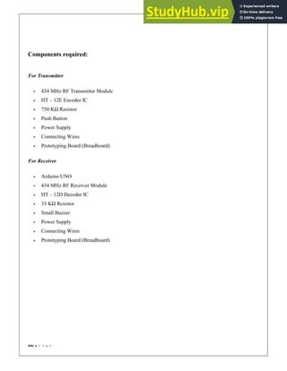A Project Report On Wireless Doorbell With Arduino | PDF
