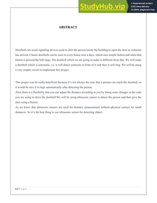 A Project Report On Wireless Doorbell With Arduino | PDF