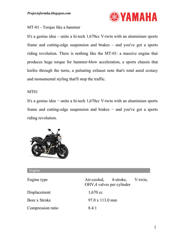 A project report on yamaha superbikes for yamaha motor india pvt.ltd ...