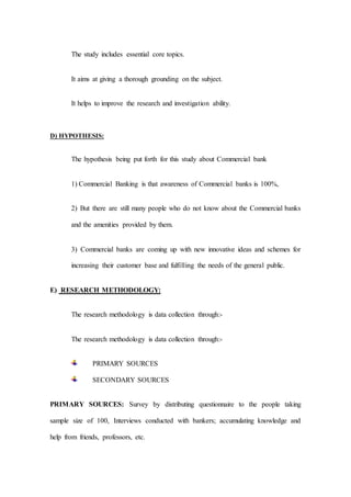 A project report study of commercial banks in india | DOCX