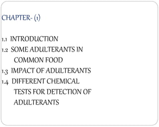 A PROJECT WORK - on detection of adultration in some comman food | PPT ...