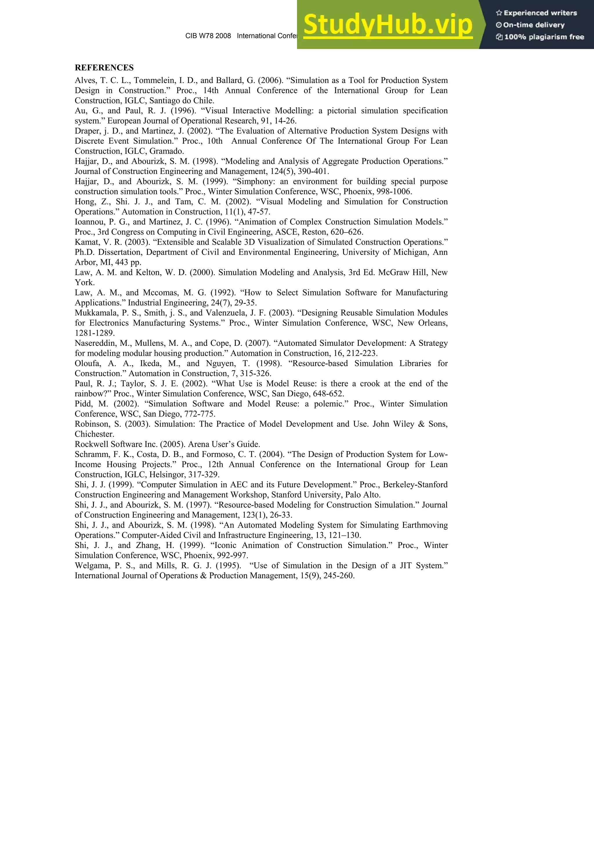 A PROPOSAL FOR REUSING SIMULATION MODELS IN THE DESIGN OF PRODUCTION SYSTEMS IN CONSTRUCTION | PDF