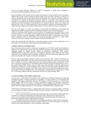 A PROPOSAL FOR REUSING SIMULATION MODELS IN THE DESIGN OF PRODUCTION SYSTEMS IN CONSTRUCTION | PDF