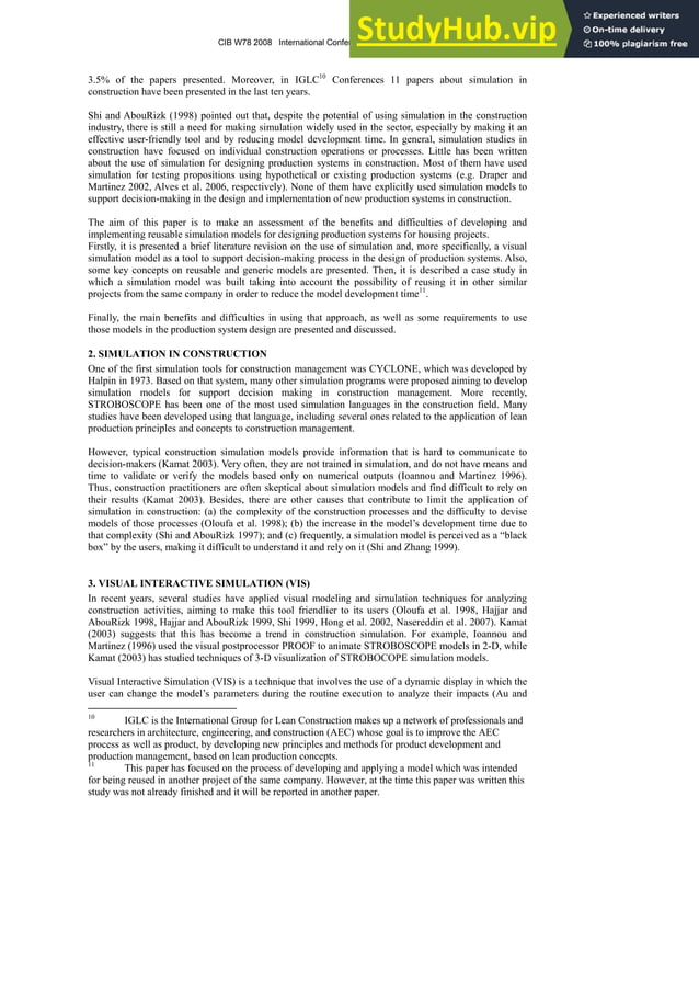 A PROPOSAL FOR REUSING SIMULATION MODELS IN THE DESIGN OF PRODUCTION SYSTEMS IN CONSTRUCTION | PDF